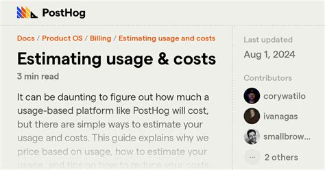 Estimating Usage Costs Docs PostHog