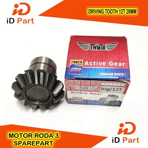 Jual Gir Pinion Gear Box Teeth Active Gear 12T 28mm Sparepart Motor Roda Tiga 23b