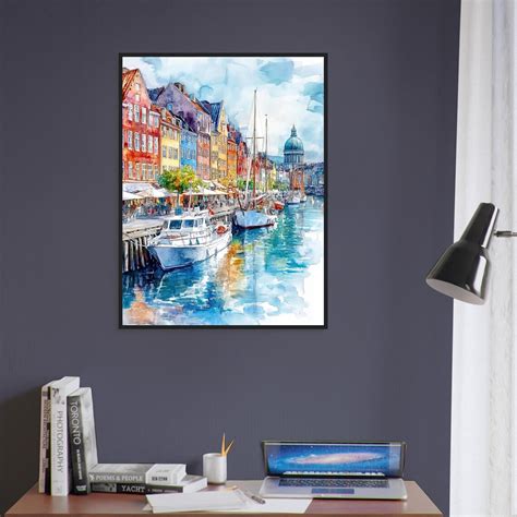 Copenhagen Harbor Watercolor Print Nyhavn Denmark Scandinavian Art Etsy
