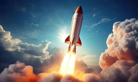 Premium Ai Image A Rocket Launching Into The Sky With Clouds