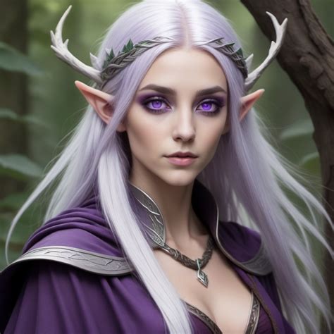 Female Elf Druid With Tiger Stripes On Face And White Hair Prompts
