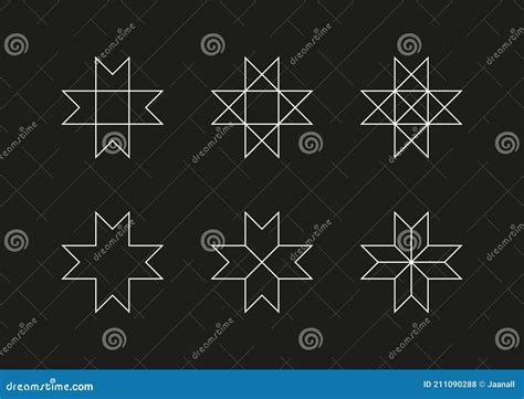Different Versions Of Octagram Shapes And Symbols Vector Illustration