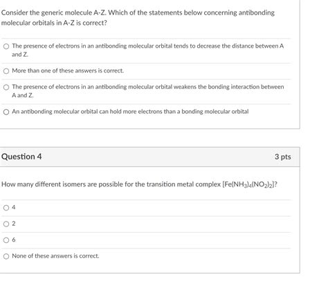 solved consider the generic molecule a z which of the