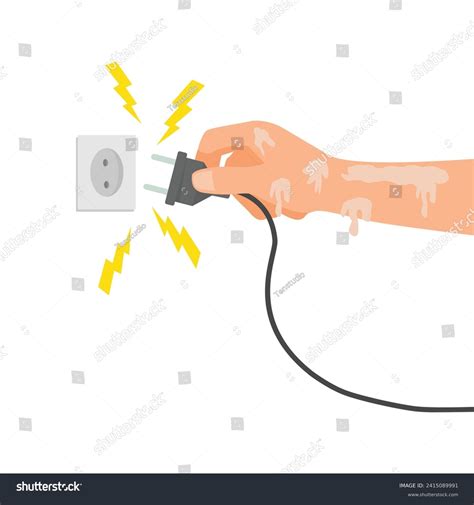 Wet Hand Plugging Cable Into Socket Stock Vector Royalty Free