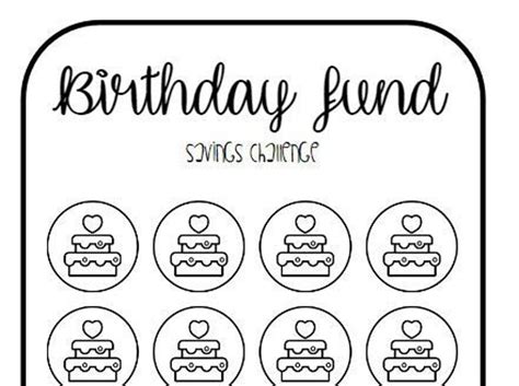 Birthday Fund Savings Tracker Digital Etsy