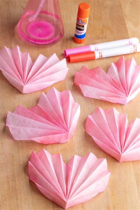 Coffee Filter Accordion Hearts Valentine Craft