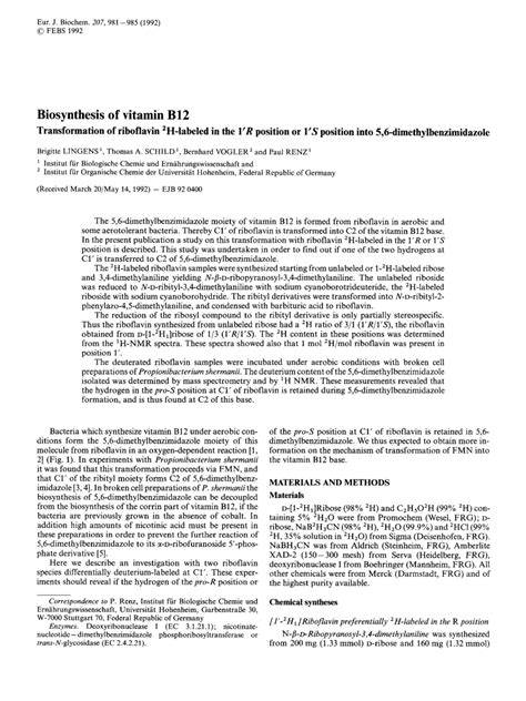 Pdf Biosynthesis Of Vitamin B12