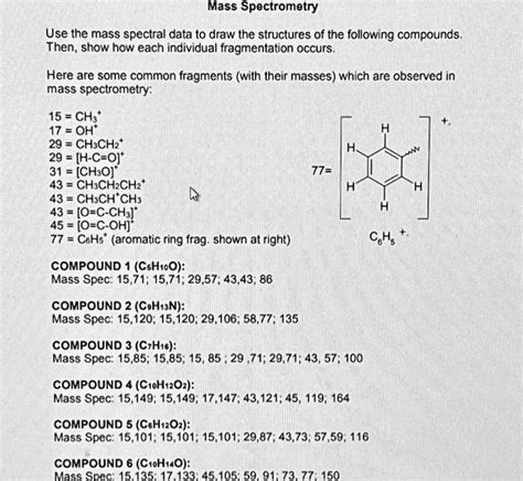 SOLVED Texts Mass Spectrometry Use The Mass Spectral Data To Draw The Structures Of The
