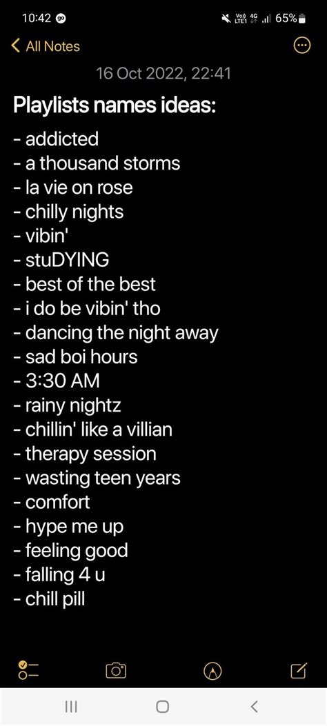 An Iphone Screen With The Text Playlists Names Ideas And Phrases In