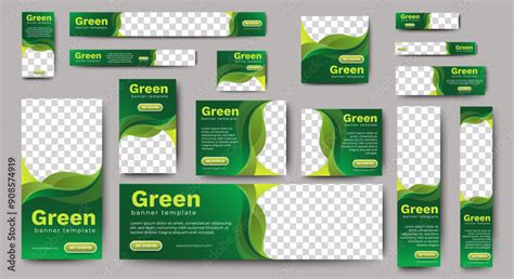 Nature Banner Design Web Template Set Horizontal Header Web Banner Modern Gradient Green Cover