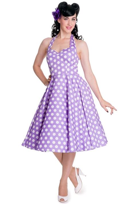 Hell Bunny Mariam Dress Lavender Rockabilly Dress Polka Dot