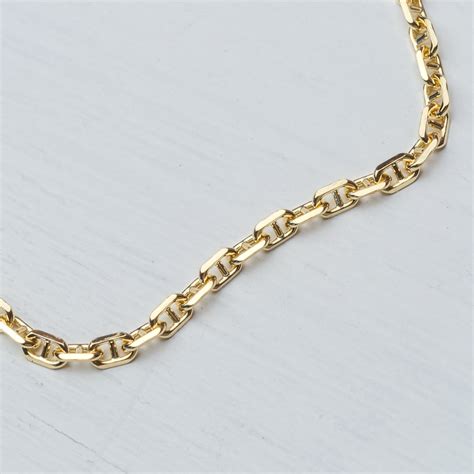 Solid Gold Mariner Chain Necklace K Solid Gold Anchor Choker Mm Mm Mm Mm