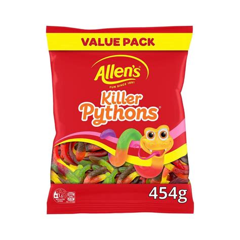 Buy Allens Lollies Large Value Bag Killer Pythons 454g Coles