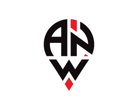 Premium Vector Anw Letter Location Shape Logo Design Anw Letter Location Logo Simple Design