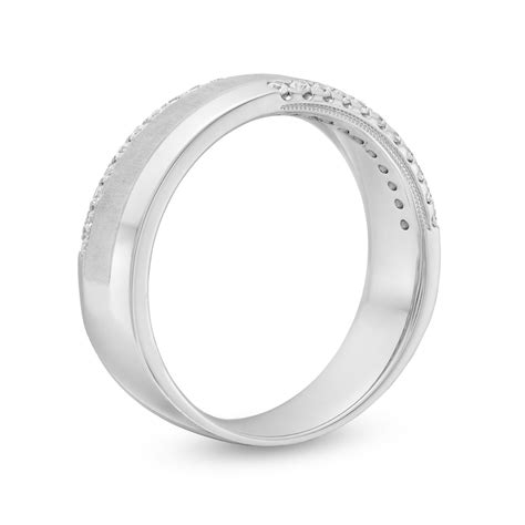 14 Ct Tw Diamond Satin Center Bypass Edge Anniversary Band In 10k