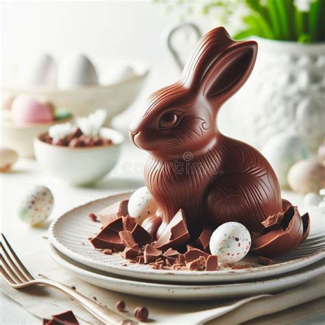 Sweet Joy Easter Chocolate Bunnies With Taste Traditions Stock