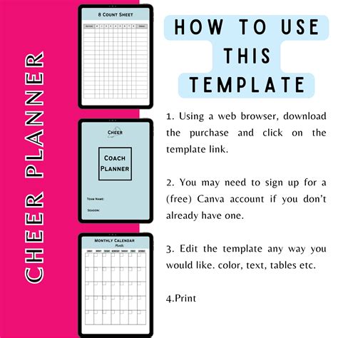 Editable Cheer Planner Digital Cheer Planner Cheer Coach Planner