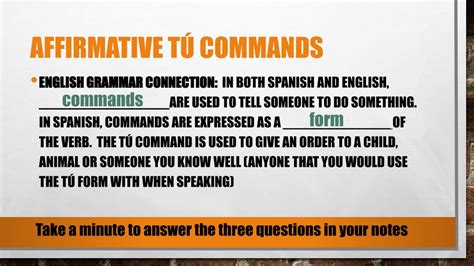 Ppt Affirmative Tú Commands Powerpoint Presentation Free Download Id 2878187