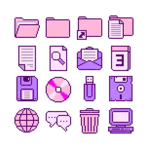 Premium Vector Computer Element Pixel Art Vector Illustration Set