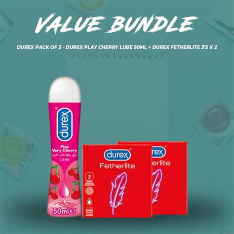 Durex Pack Of 3 Durex Play Cherry Lube 50ml Durex Fetherlite Condoms 3s X 2 Darazpk