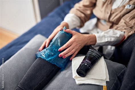 Woman With Spasm Cramp Sprained Dislocated Knee Ruptured Tendon And