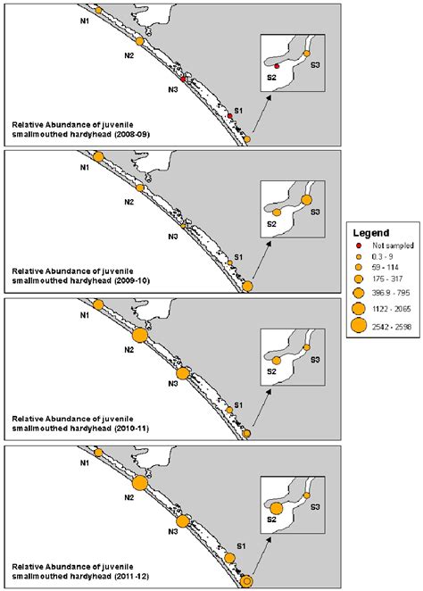 23 Coorong Map Showing Relative Abundance And Distribution Of Juvenile