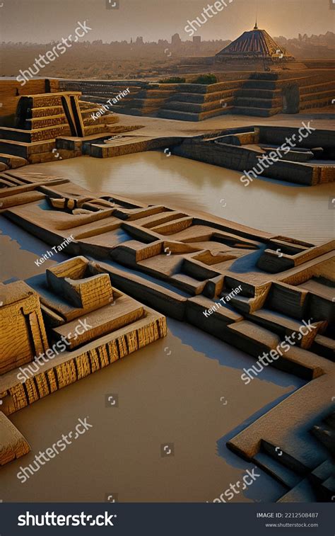 Ancient Buildings Mesopotamia Era Possibly 3000bc Stock Illustration
