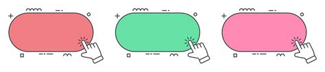 Hand Cursor With Click Here Banner Vector Set Action Button With Mouse