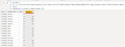 solved filtering for rows with column value increase only microsoft