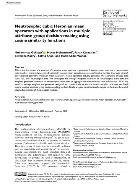Pdf Neutrosophic Cubic Heronian Mean Operators With Applications In Multiple Attribute Group
