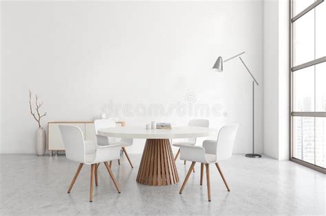 Bright Dining Room Interior With Dining Table Armchairs Panoramic