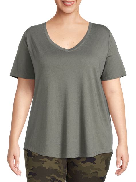 Terra And Sky Womens Plus Size V Neck Tee With Short Sleeves