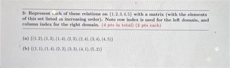 solved 3 represent cach of these relations on 1 2 3 4 5
