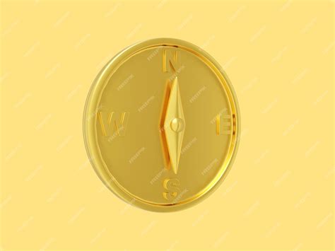 Premium Ai Image Simple Compass Gold Metal Navigation Direction