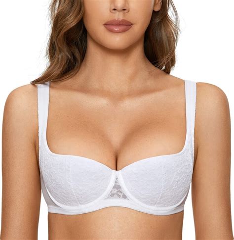 DOBREVA Women S Push Up Bra Sexy Balconette Bra Padded Half Cup Lace