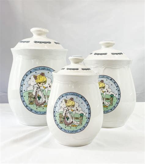 Precious Moments Vintage Canister Set Goose Girl Kitchen Canister