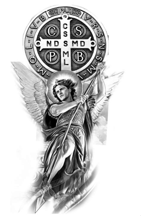 Tatuaje De ángel Guardián San Benito Tatuaje Tatuaje San Miguel