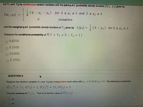 Solved Let Y1 And Y2 Be Continuous Random Variables With The