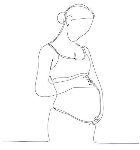 Premium Vector One Continuous Line Drawing Of Pregnant Woman Happy