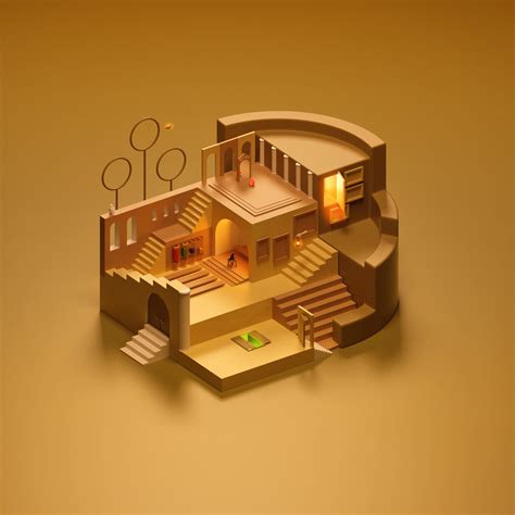 Harry Potter 3d Covers On Behance Isometric Art Isometric Design 3d