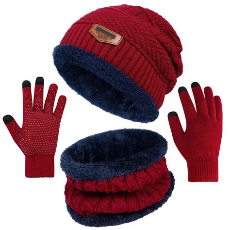 Loritta 3 Pack Mens Hats And Casual Scarf Set Soft Winter Gloves Beanie
