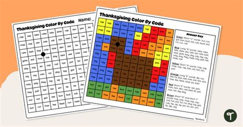 Thanksgiving Color By Code Vowels Activity Thanksgiving Activities