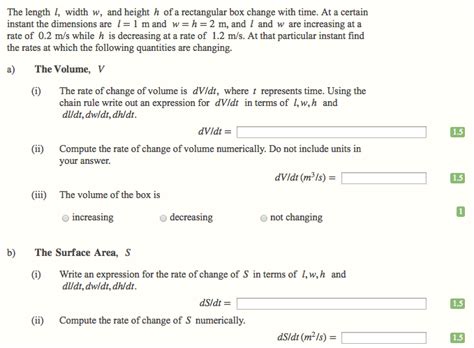 Solved The Length L Width W And Height H Of Rectangular Chegg