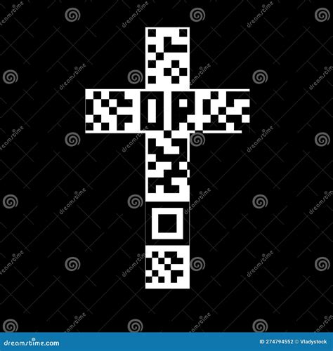 Cross With Qr Code Inside Christian Symbol Stock Vector Illustration