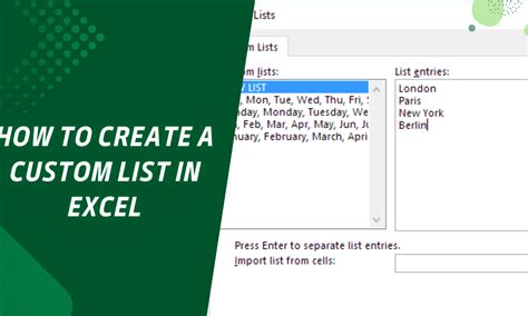 How To Create A Custom List In Excel A Comprehensive Guide Earn And Excel