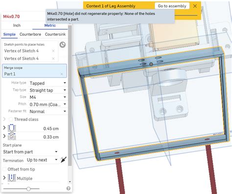 Hole Did Not Regenerate Properly — Onshape