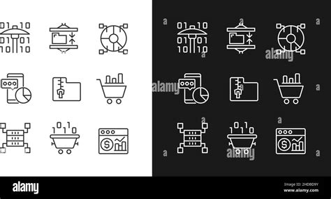 Data Mining Processes Linear Pixel Perfect Icons Set For Dark And Light Mode Stock Vector Image