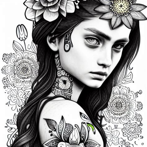Bohemian Girl Pencil Sketch · Creative Fabrica