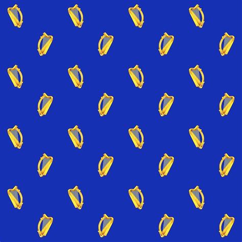 Premium Photo Watercolor Seamless Pattern With Irish Harp