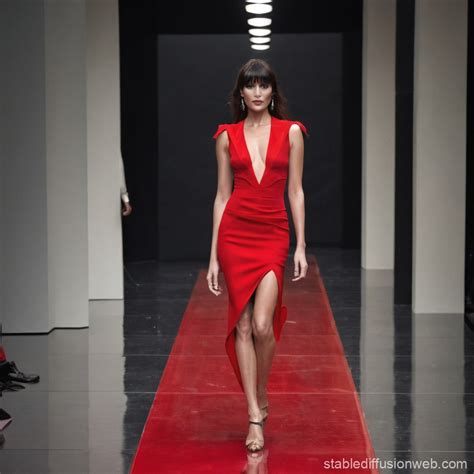 Parisa Supermodel Catwalk For Opening Alexandre Mcqueen Red Scary Devil